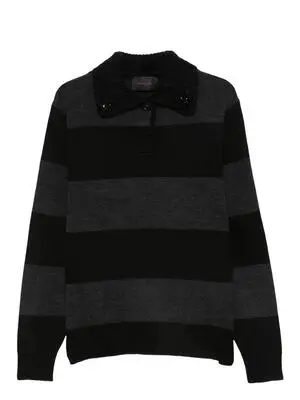 Simone Rocha Striped Polo Sweater - Black