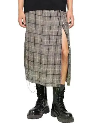 UNDERCOVERISM Check-patterned Kilt With Leather Waistband - Grey
