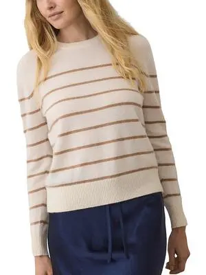 Marine Layer Harper Cashmere Crewneck Sweater - Gold Stripe