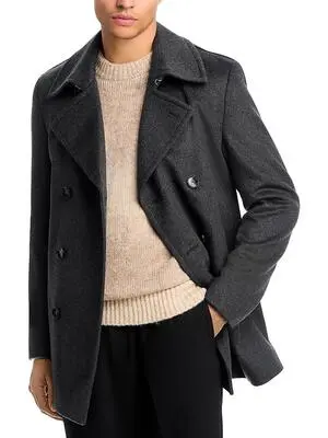 BOSS Hyde Wool And Cashmere Pea Coat - Medium Grey