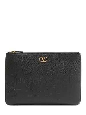 Valentino Garavani Medium Vlogo Flat Pouch - Black