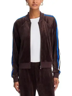 Splits59 Heritage Velour Bomber Jacket Dark Chocolate/classic Blue