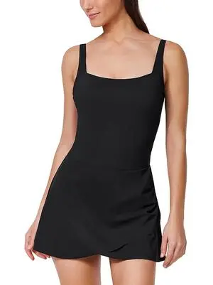 GOTTEX Square Neck Wrap One Piece Swimdress - Black