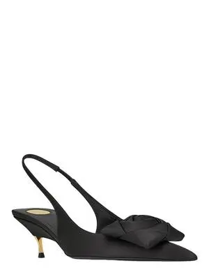 Saint Laurent Dakota Slingback Pumps - Black - Satin Crepe