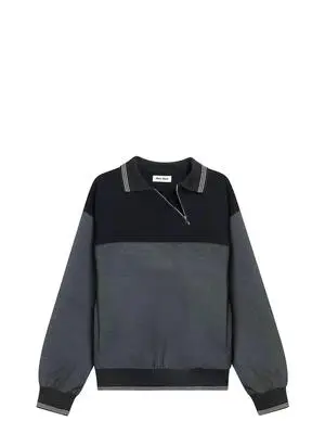 Miu Miu Colourblock Zip Sweatshirt - Grey