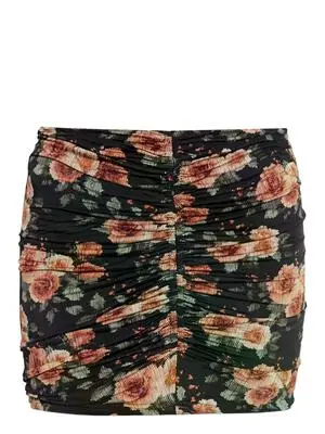 IRO PARIS Ruched Floral Print Skirt - Black