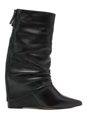 THE SELLER 80mm Leather Wedge Boots - Black