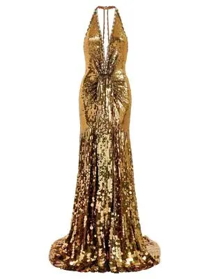 Jenny Packham Lisette Sequin-embellished Maxi Dress - Gold