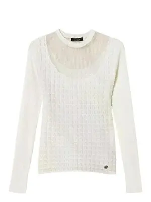 TWINSET Long Sleeve See-through Sweater - White