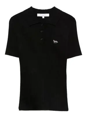 Maison Kitsuné Knitted Polo Shirt - Black