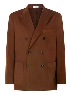 Boglioli Double-breasted Herringbone Blazer - Brown