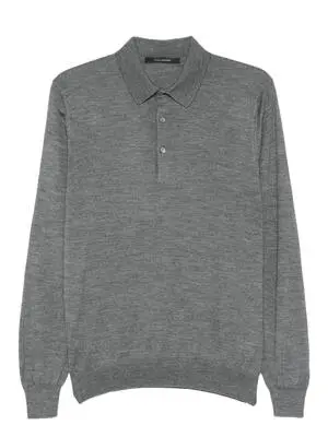Tagliatore Fine-knit Polo Shirt - Grey