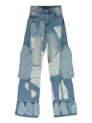 WHO DECIDES WAR BY EV BRAVADO Multi-pocket Distressed Jeans - Blue