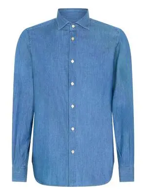 Boglioli Long-sleeved Denim Shirt - Blue