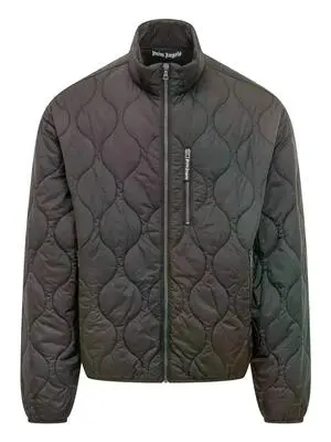 Palm Angels Curved Logo Quilted Jacket - Grey