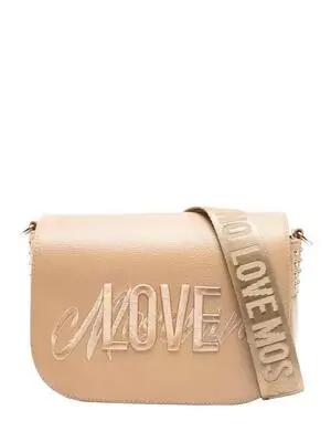 Moschino Logo-embroidered Studded Crossbody Bag - Neutrals