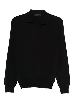 SAPIO Merino Wool Long-sleeve Polo Shirt - Black