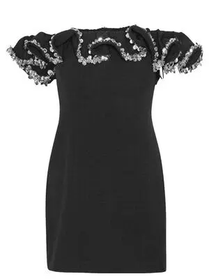 ROTATE BY BIRGER CHRISTENSEN Ruffle-detail Mini Dress - Black
