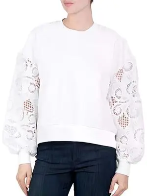 Cinq À Sept Lace-sleeve Top - White