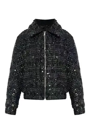 Add Sequin Zip-front Jacket - Black