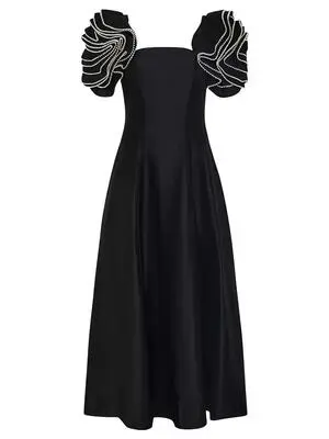 Aje Twyla Ruffled Midi Dress - Black