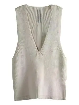 Rick Owens V-neck Ribbed Knit Top - Neutrals