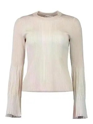 Simkhai Aris Pleated Bell-sleeve Top - Neutrals