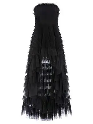 NEEDLE & THREAD Strapless Ruffled High-low Dress - Black