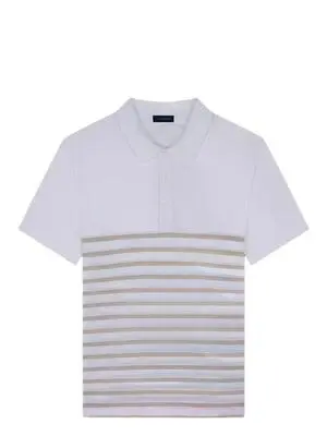 Paul & Shark Striped Knitted Polo Shirt - White