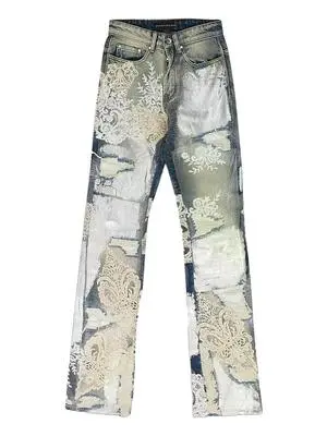 WHO DECIDES WAR BY EV BRAVADO Metal Lace-embellished Jeans - Blue