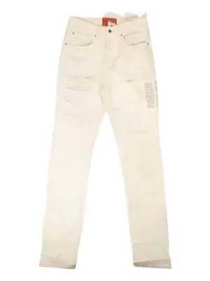 WHO DECIDES WAR BY EV BRAVADO Ripped Five-pocket Jeans - White
