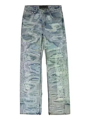 WHO DECIDES WAR BY EV BRAVADO Distressed Straight-fit Jeans - Blue