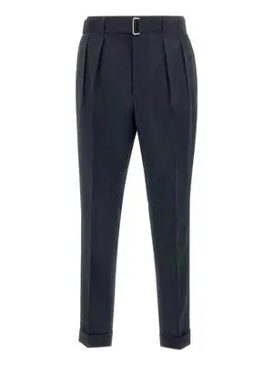 Officine Générale Pleated Belted Trousers - Blue