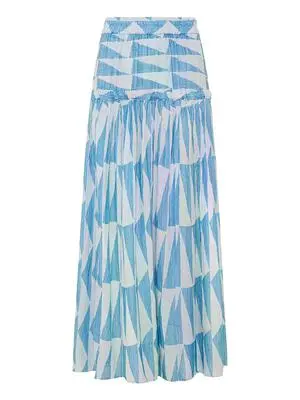 PEARL & CAVIAR Zakar Geometric Maxi Skirt - Blue