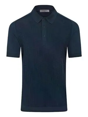 Corneliani Knitted Short-sleeve Polo Shirt - Blue