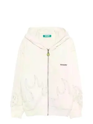 BARROW Embellished Zip-up Hoodie - White