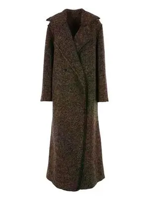 Alberta Ferretti Herringbone Button Coat - Brown