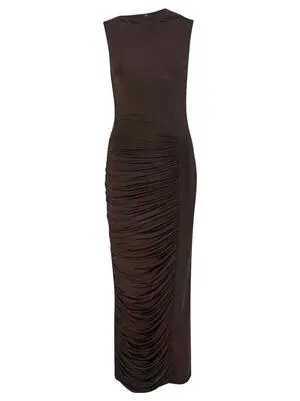 Remain Birger Christensen Ruched Midi Dress - Brown