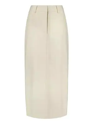 MALINA Asta Back-slit Midi Skirt - Neutrals