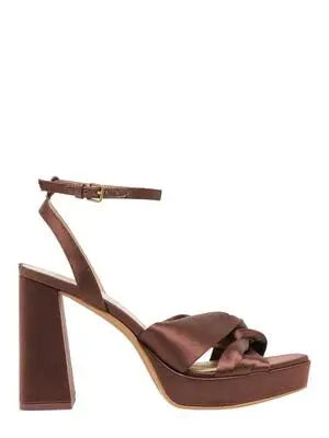 DOLCEVITA Parlo Platform Heels - Mid Brown Satin