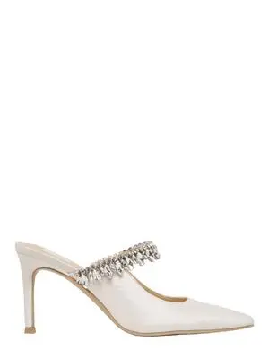 DOLCEVITA Keli Crystal Embellished Mules - White Satin
