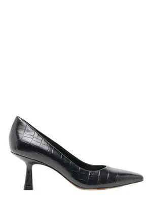 DOLCEVITA Briona Embossed Leather Heels - Noir Croco Embossed Leather