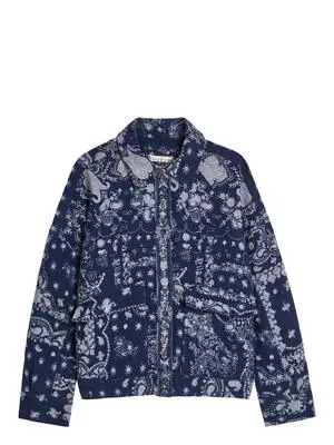 Free People Bandana-jacquard Cotton Overshirt - Indigo