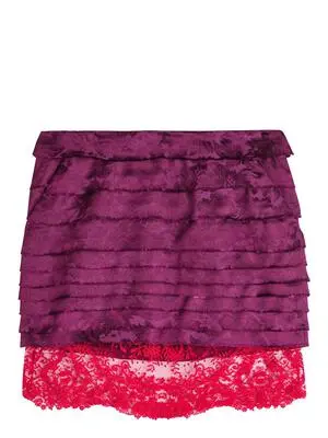 Saint Laurent Tiered Floral-jacquard Woven Mini Skirt - Purple