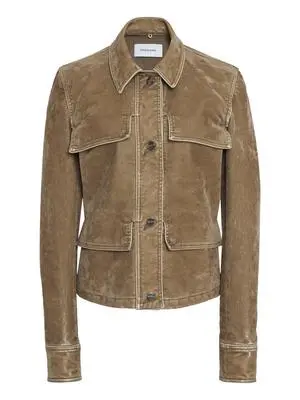 FERRAGAMO Garment-dyed Flocked Velvet Jacket - Neutral