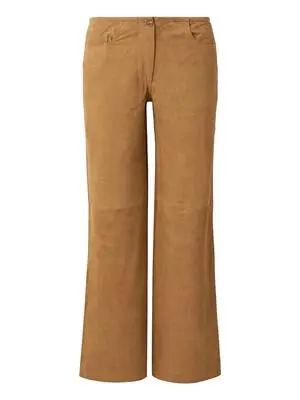 LA LIGNE Jenny Suede Wide-leg Pants - Brown