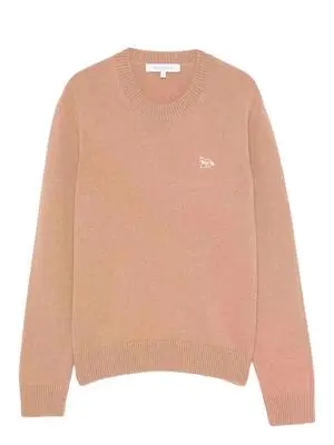 Maison Kitsuné Fox-embroidered Crew-neck Sweater - Brown