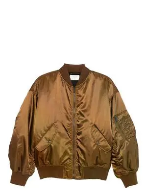 Saint Laurent Satin-finish Bomber Jacket - Brown