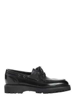 John Lobb Tide Lace-up Leather Boat Shoes - Black