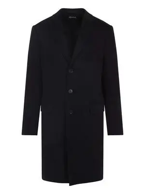 Zegna Single-breasted Wool Coat - Black